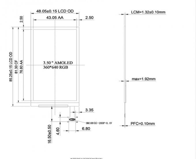 3.5 Inch AMOLED Display Module, 360X460 Resolution, Mipi Interface 300 ...