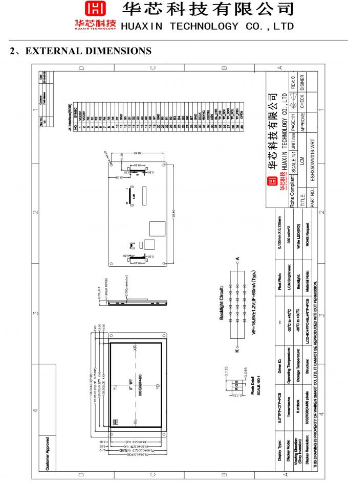 5 Inch TFT Display Module With PCBA And Touch Panel, SPI interface ...