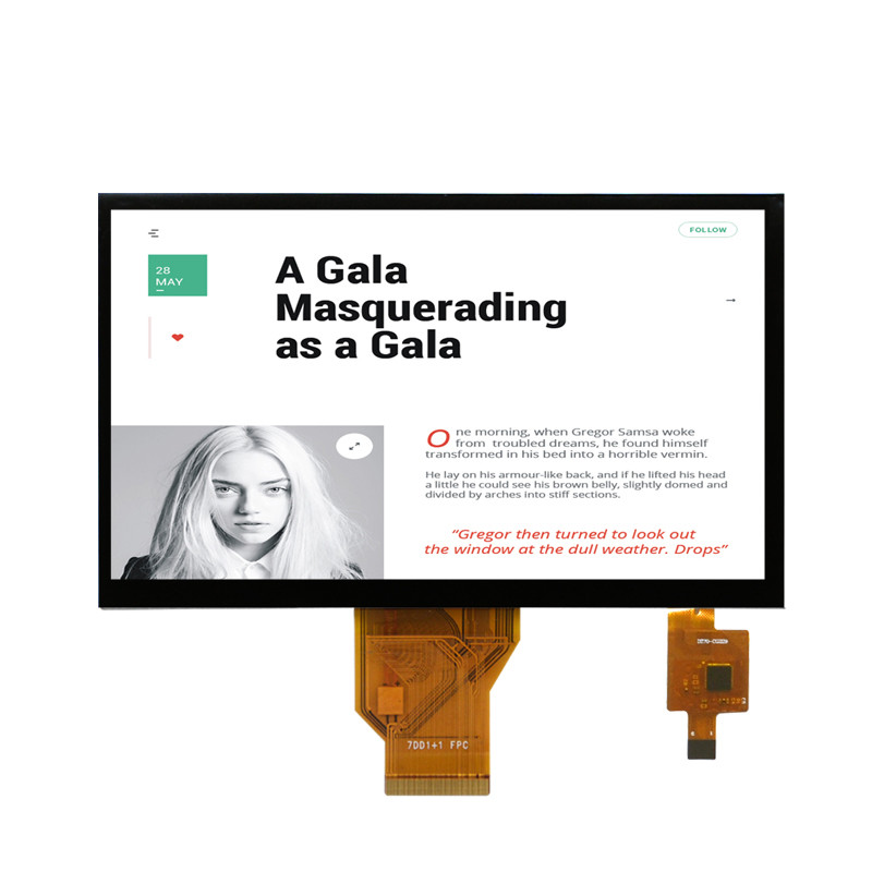 7 Inch Touch Screen TFT Display, 450 CD/M2 800x480 50 Pins 24bit RGB ...