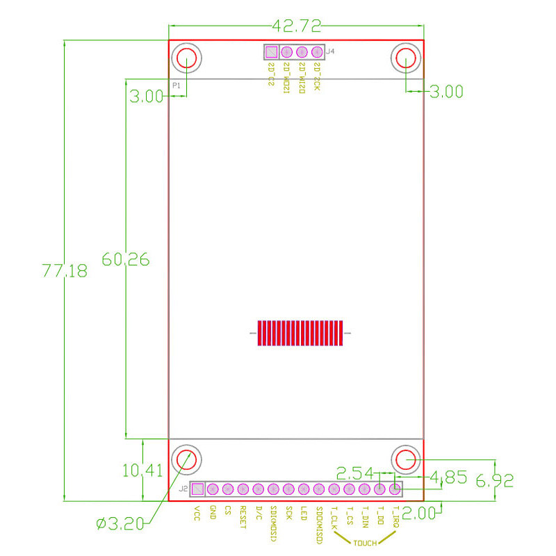 2.4 Inch Uart Tft Display 240x320 Resolution TTL Interface ,14 pins 4-Wire SPI serial screen