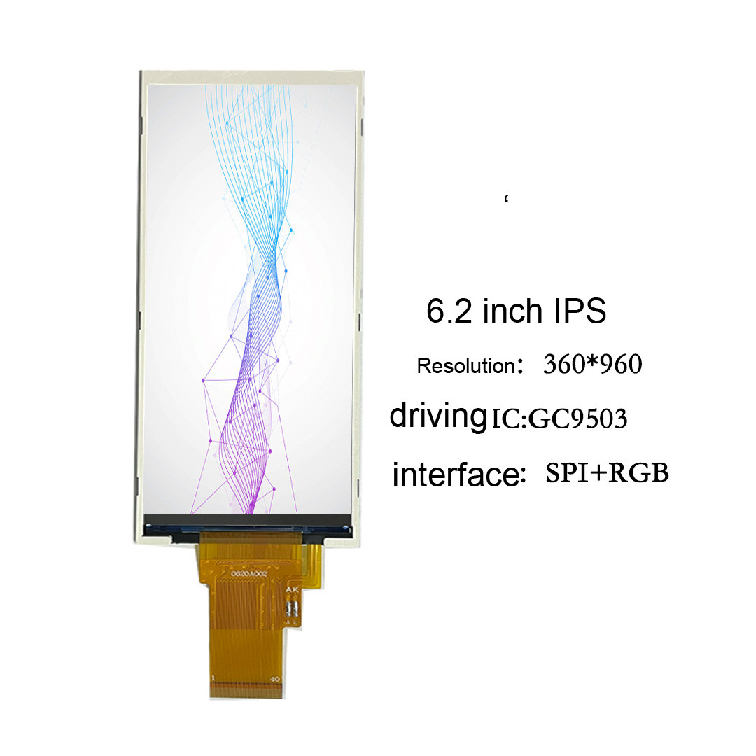 6.2 inch Bar Type TFT LCD display , 360X960 Resolution, 40PINS RGB+SPI ...