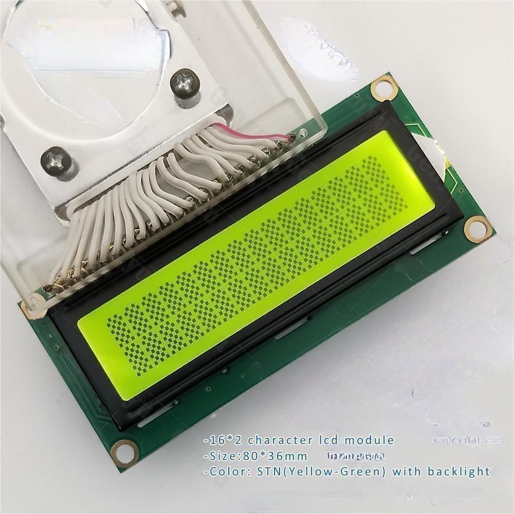 16x2 Character LCD Module Display STN Yellow / Blue 1/16 Duty 1/5 Bias ...