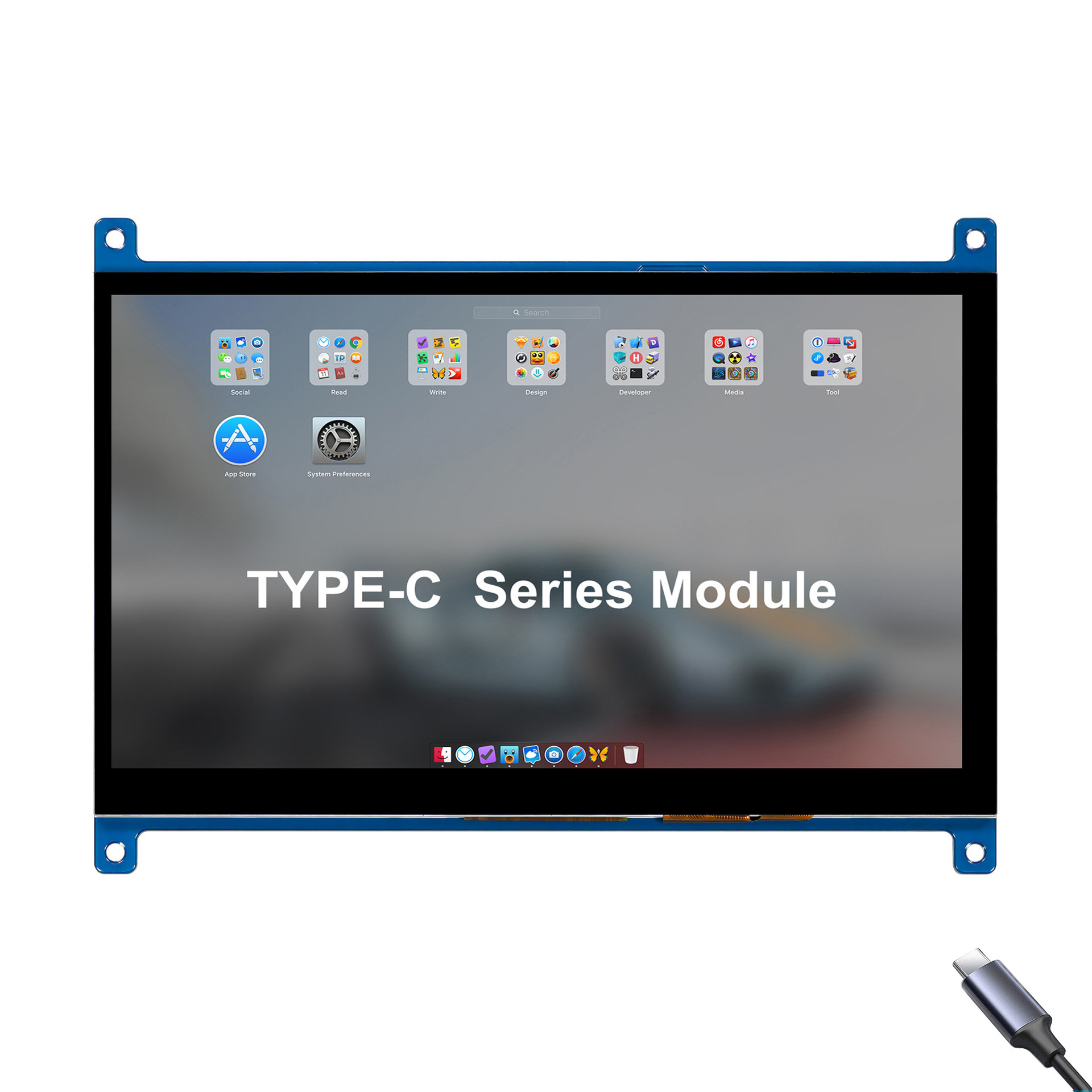 7 Inch TFT LCD Display Module, With PCBA TYPE-C Interface, 1024X600 ...