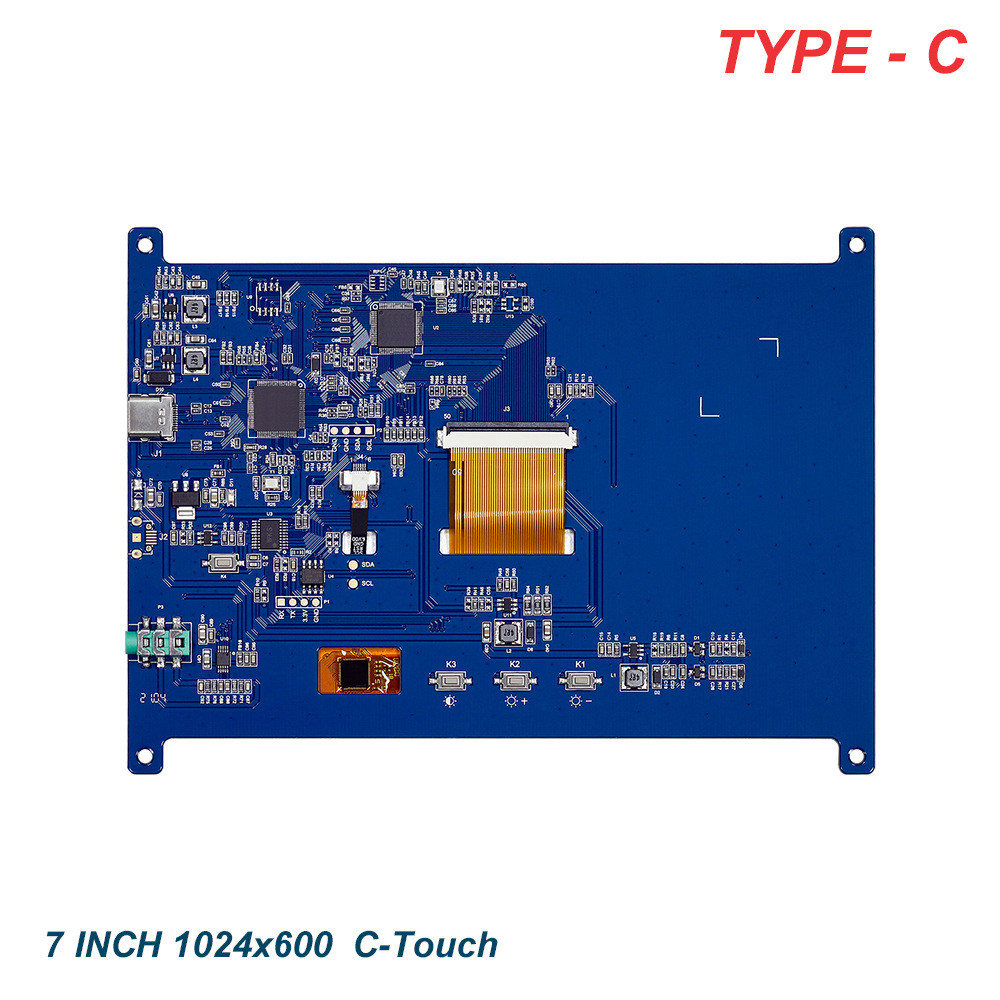 7 Inch TFT LCD Display Module, With PCBA TYPE-C Interface, 1024X600 ...