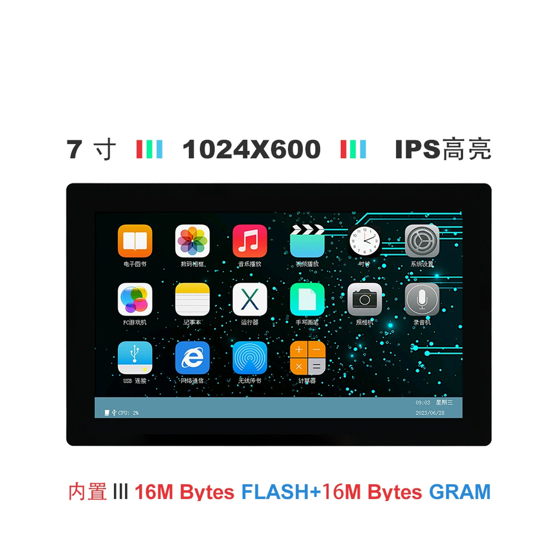 7 inch tft lcd display with PCBA and touch panel ,1024X600 resolution,4 ...