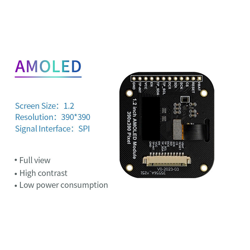 1.2 Inch Round AMOLED Oled Display 390x390 Resolution SPI Interface ...