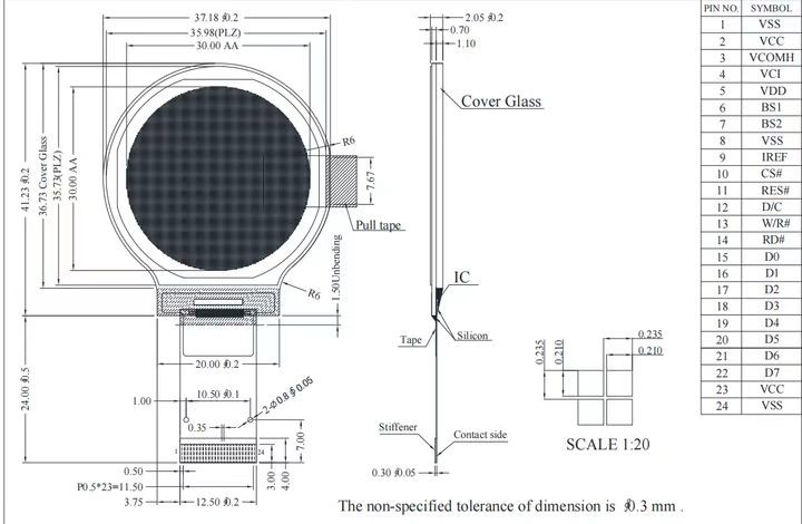 1.18 Inch Round OLED Display Panel 128x128 SPI I2C Small Oled Screen ...
