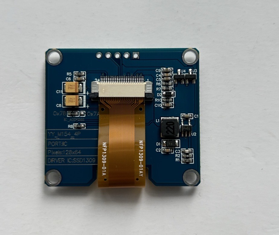 1.54 Inch PMOLED Display Module With PCBA 128X64 Resolution 120c/d IIC Interface