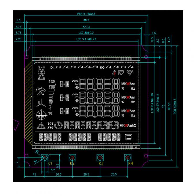 3.8 Inch Segment FSTN Lcd Display Module 1/8Duty 1/4 Bias COG+BL+FPC ...